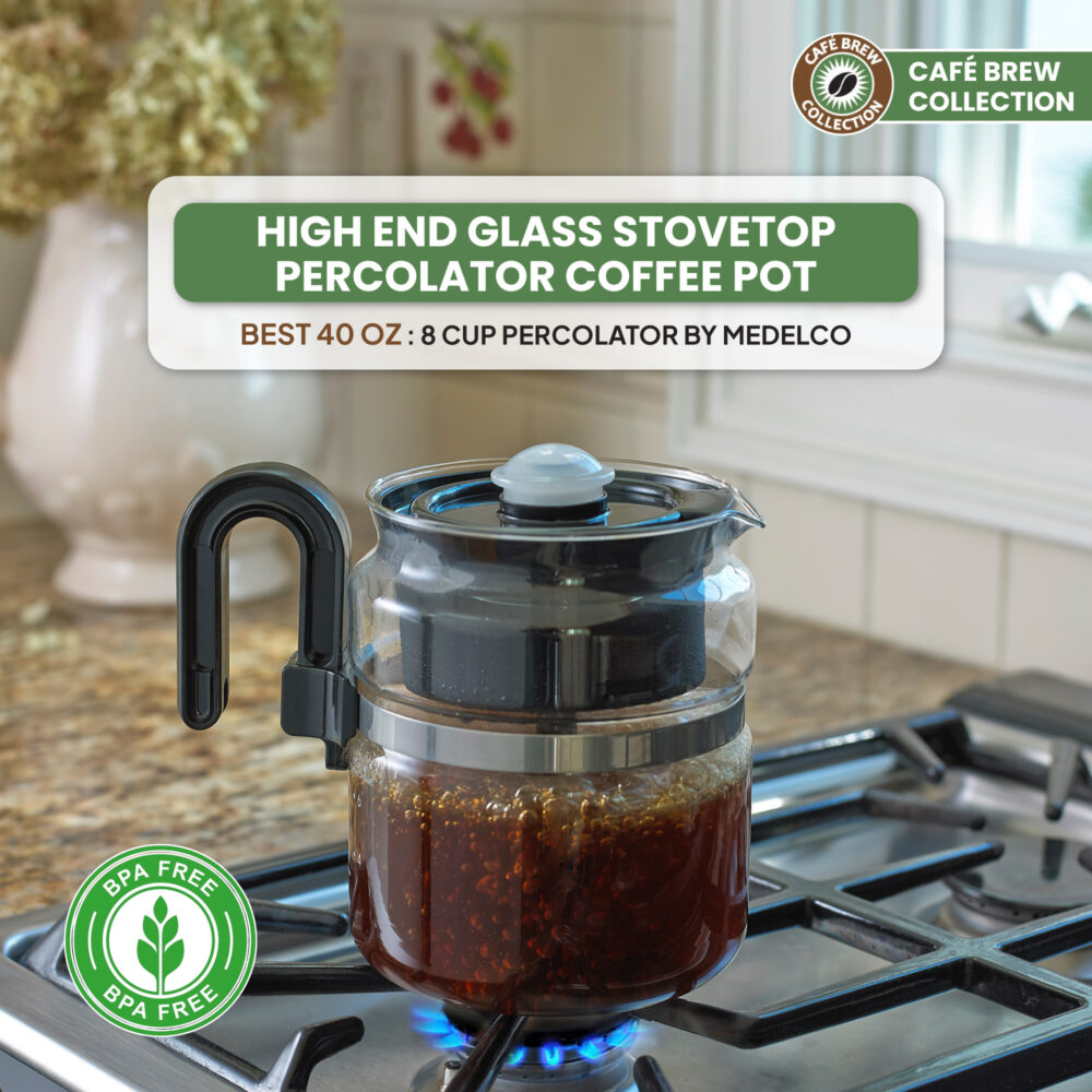 Coffee Percolator | 8 Cup Glass Stovetop Coffee Percolator