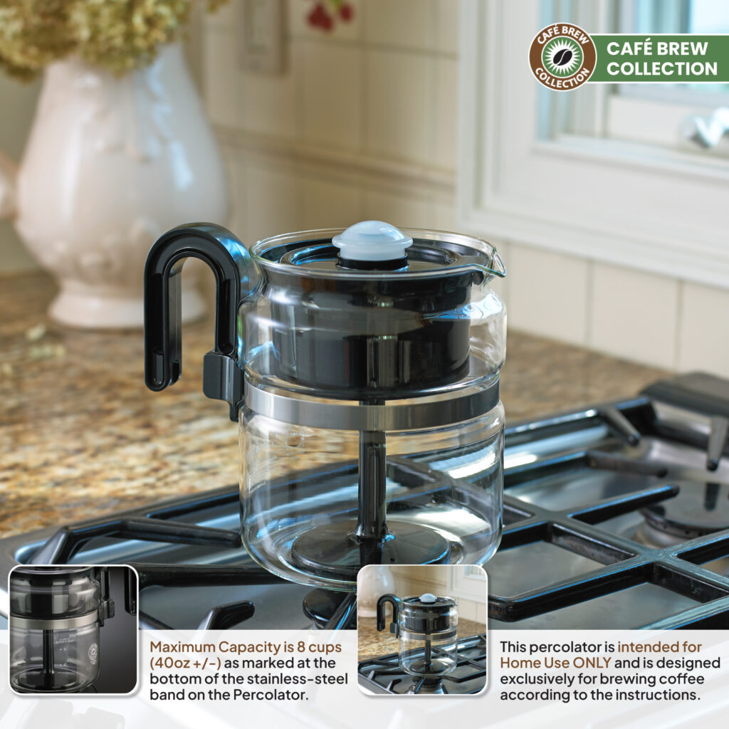 Coffee Percolator | 8 Cup Glass Stovetop Coffee Percolator